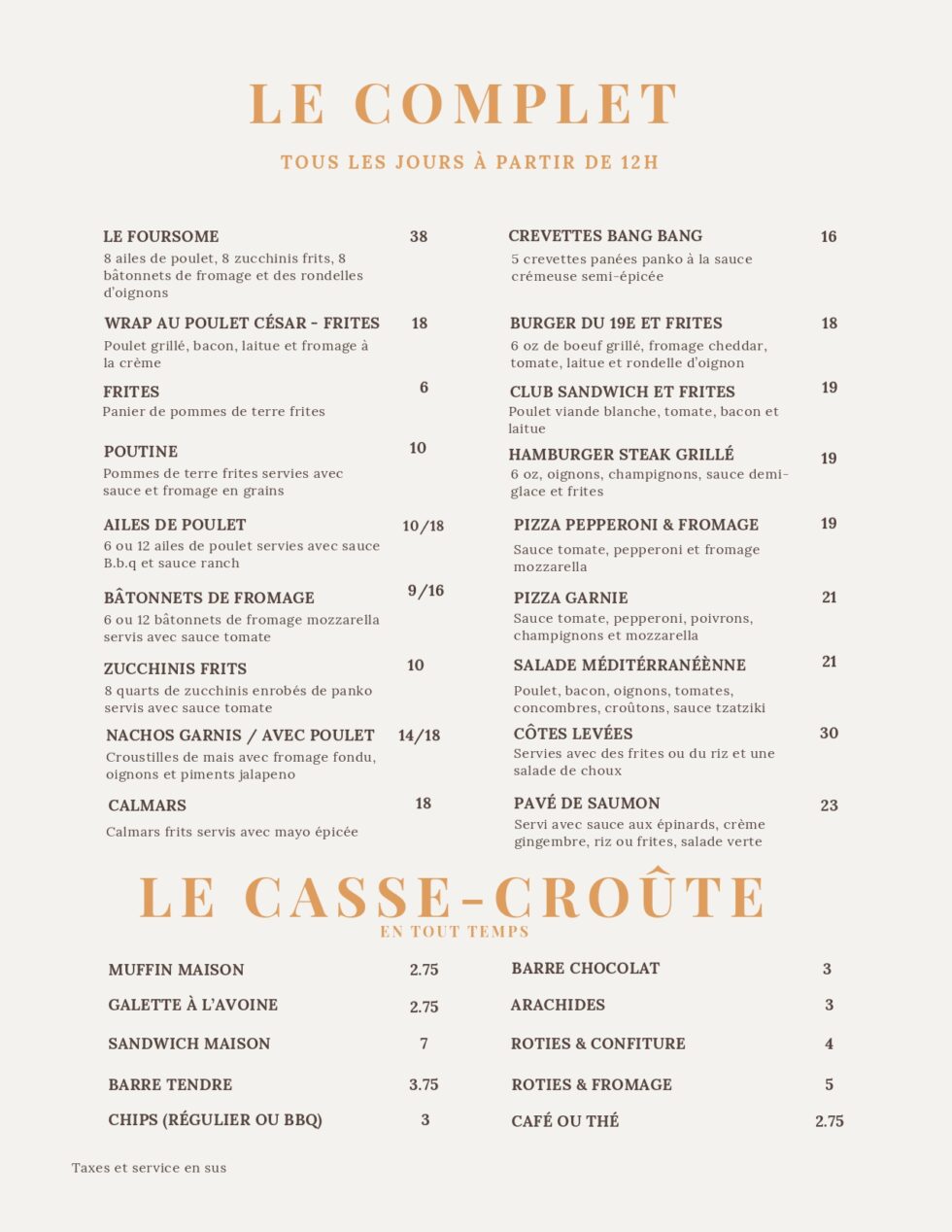 Menu Golf Intérieur - Golf Le Versant